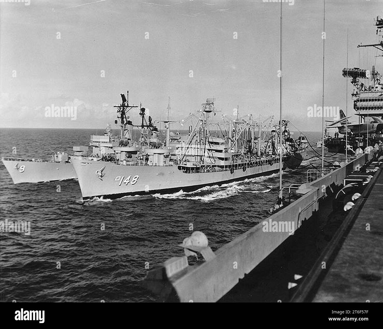 USS Ponchatoula (AO-148) refuels USS Ranger (CVA-61) and USS Coontz ...