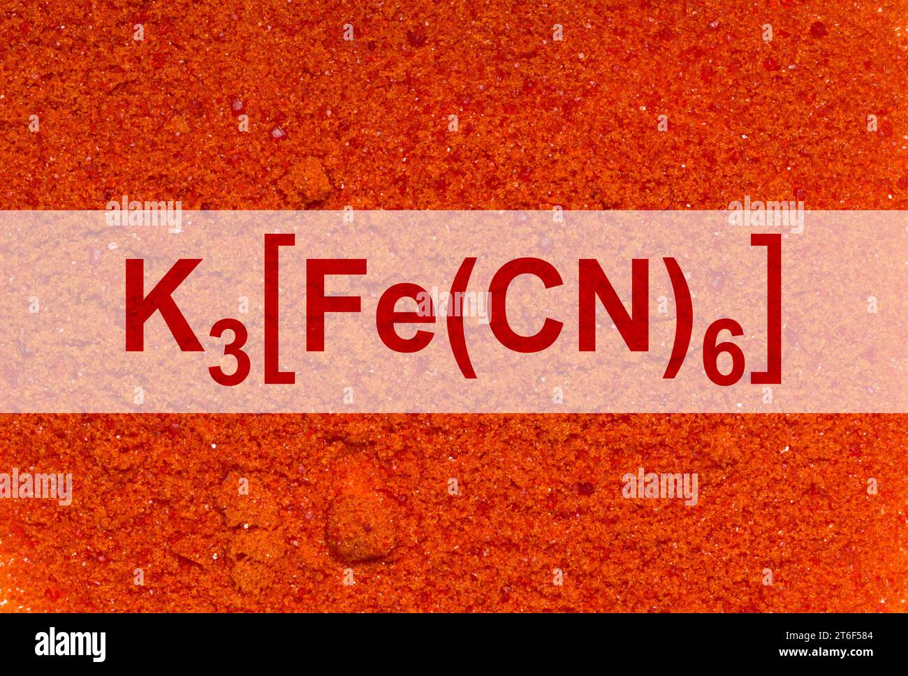 Potassium Ferricyanide with Chemical formula K3[Fe(CN)6]. Top view ...