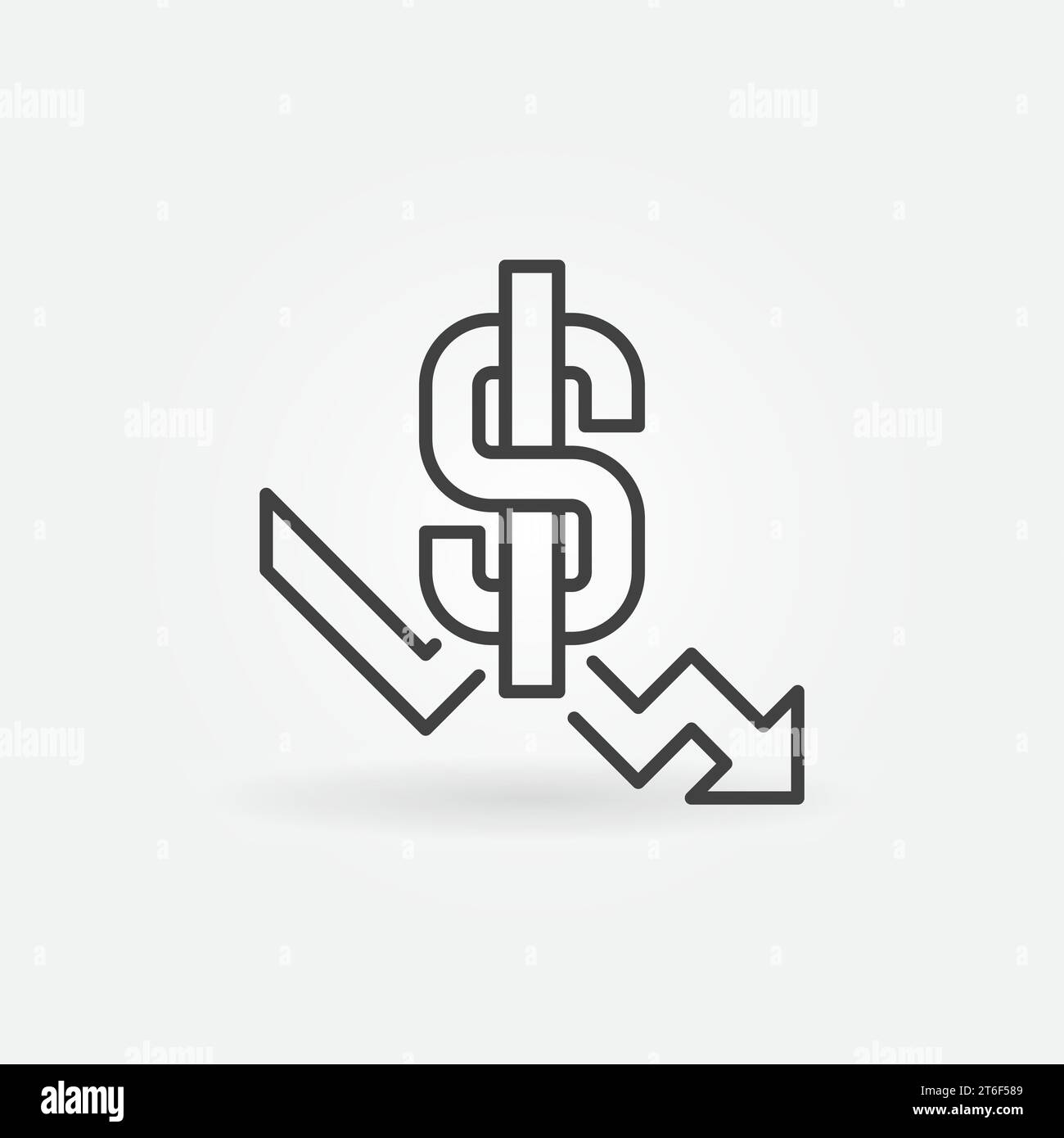 Dollar with Falling Arrow Inflation or Hyperinflation vector concept ...