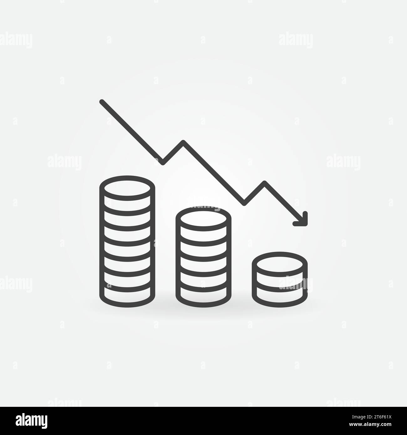 Coins With Arrow Vector Money Devaluation Concept Icon Or Sign In Thin Line Style Stock Vector