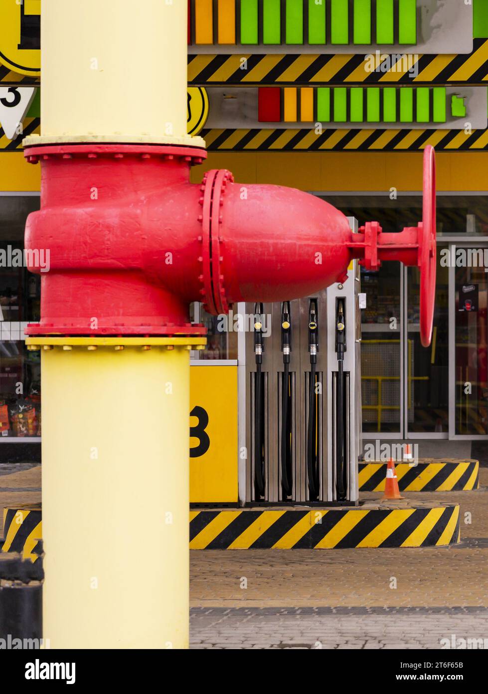 valve on the gas pipe. Providing with natural gas population. Station ...