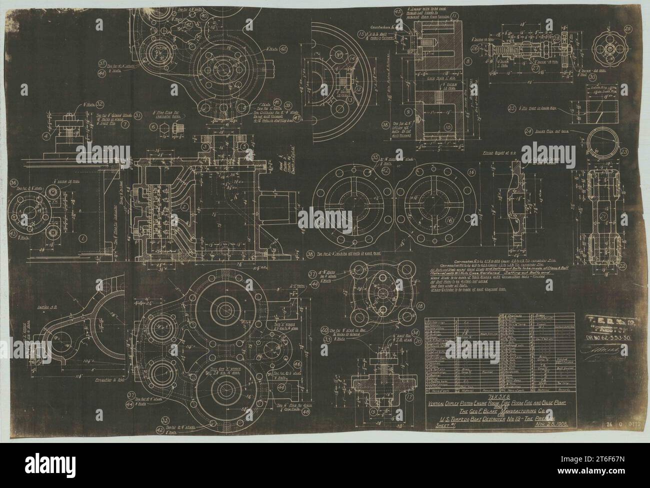 USS Preston (DD-19)- 7 1-2 x 5 x 8 Vertical Duplex Piston Engine Room ...