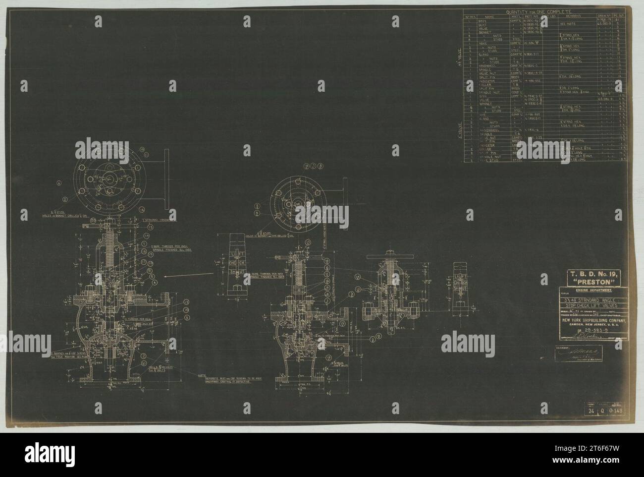 USS Preston (DD-19)- 3'' and 4 1-2'' Standard Angle Stop, Check, Lift ...