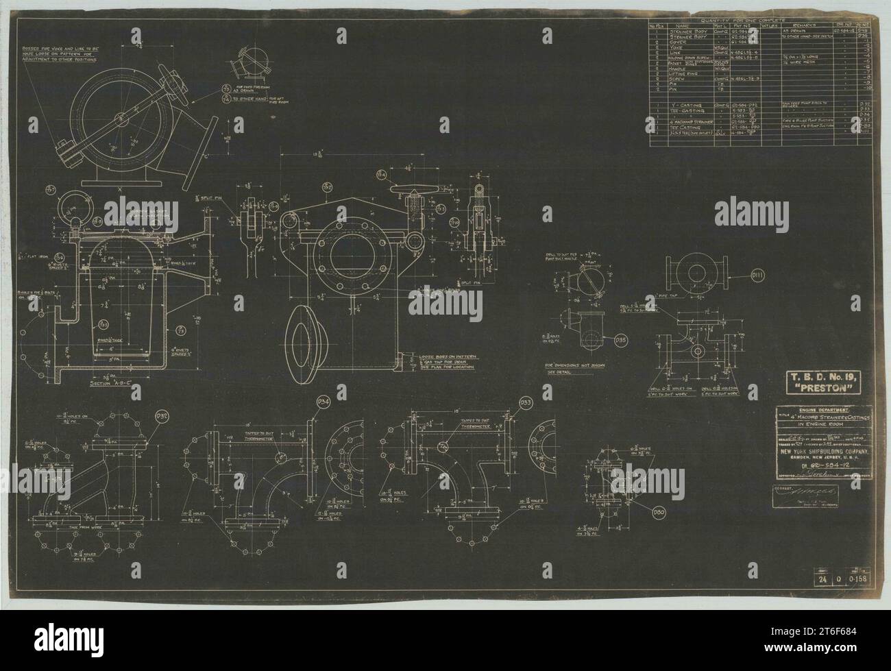 USS Preston (DD-19)- 4'' Macomb Strainer & Castings in Engine Room ...