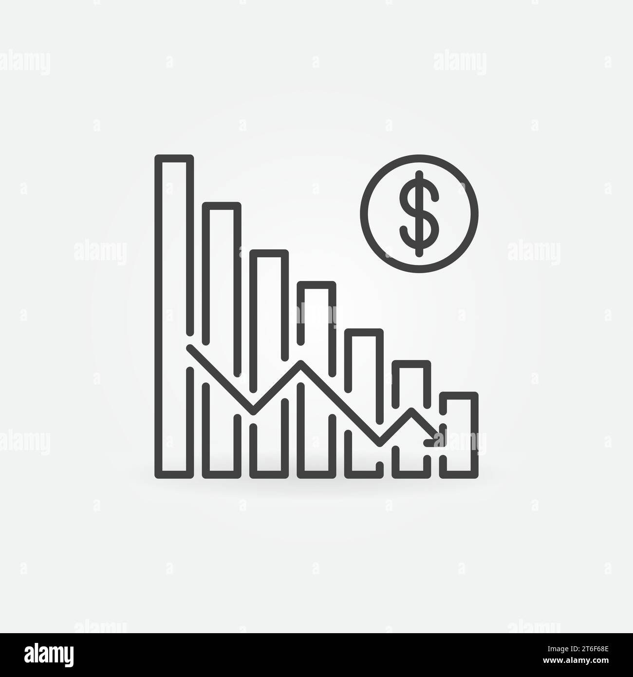 Falling Chart vector Hyperinflation concept icon or sign in thin line ...
