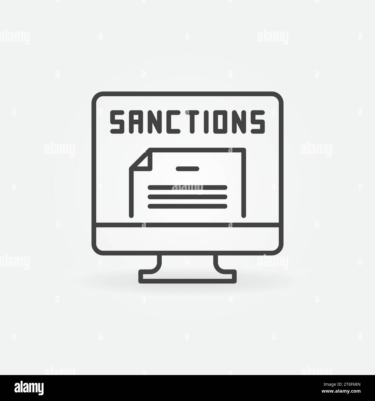 Computer with Sanctions Documents vector concept icon or symbol in ...