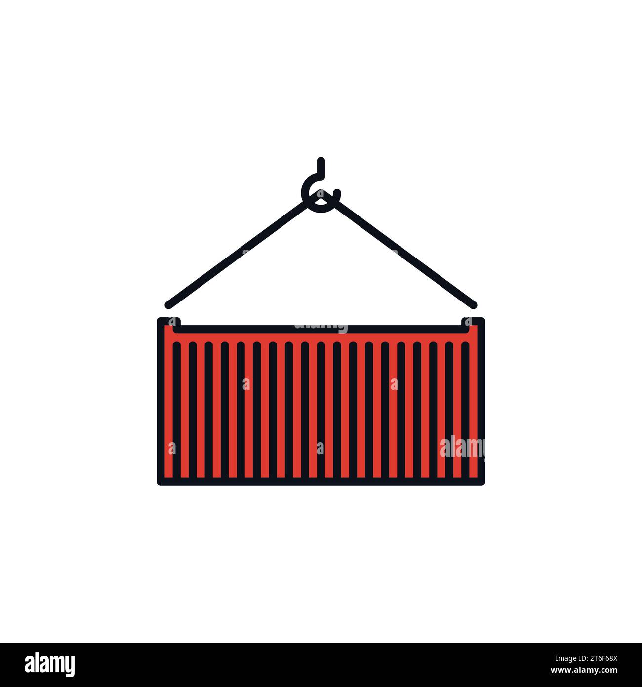 Hanging Red Shipping Container vector Delivery concept colored icon or ...