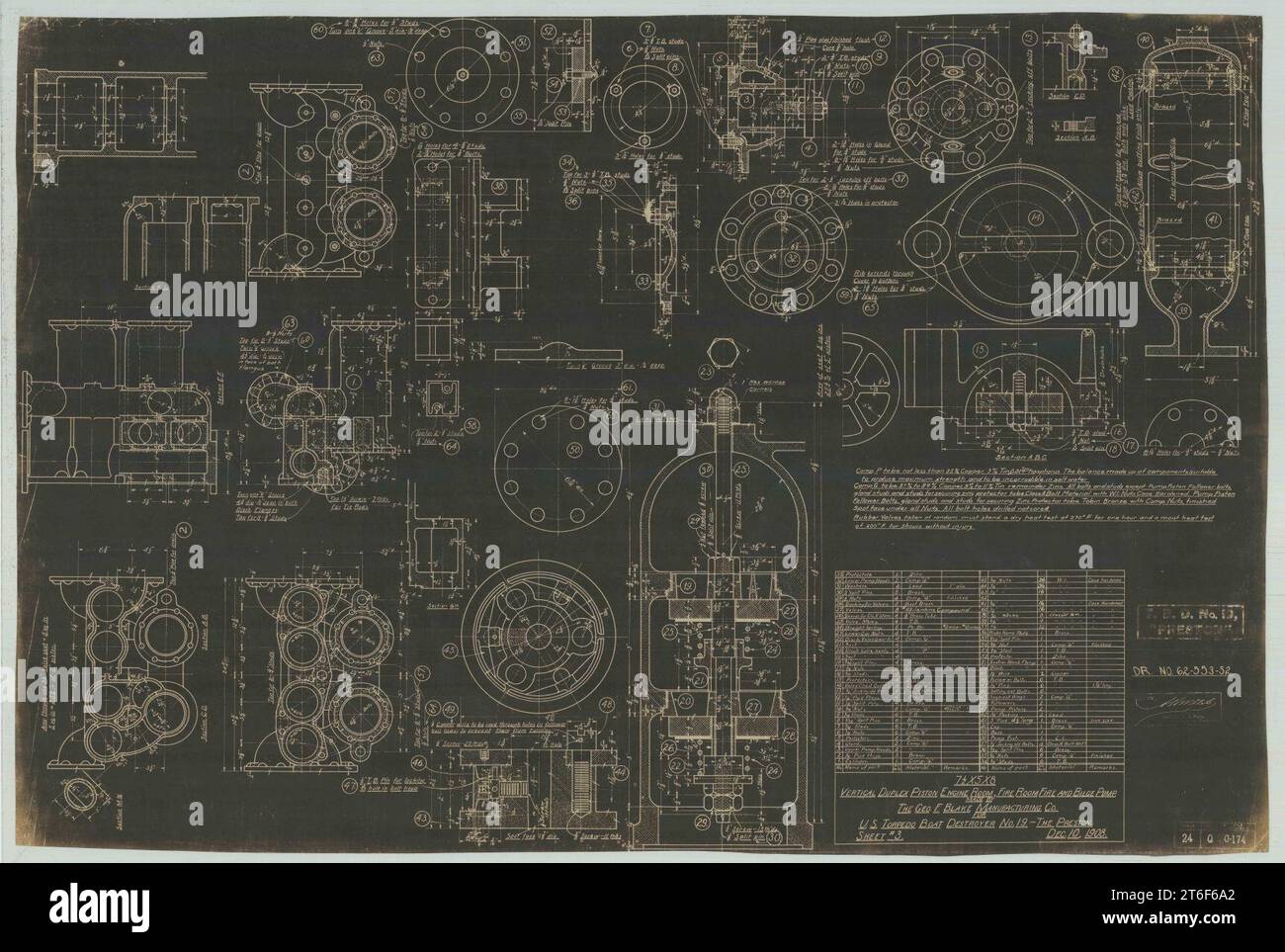 USS Preston (DD-19)- 7 1-2 x 5 x 8 Vertical Duplex Piston Engine Room ...
