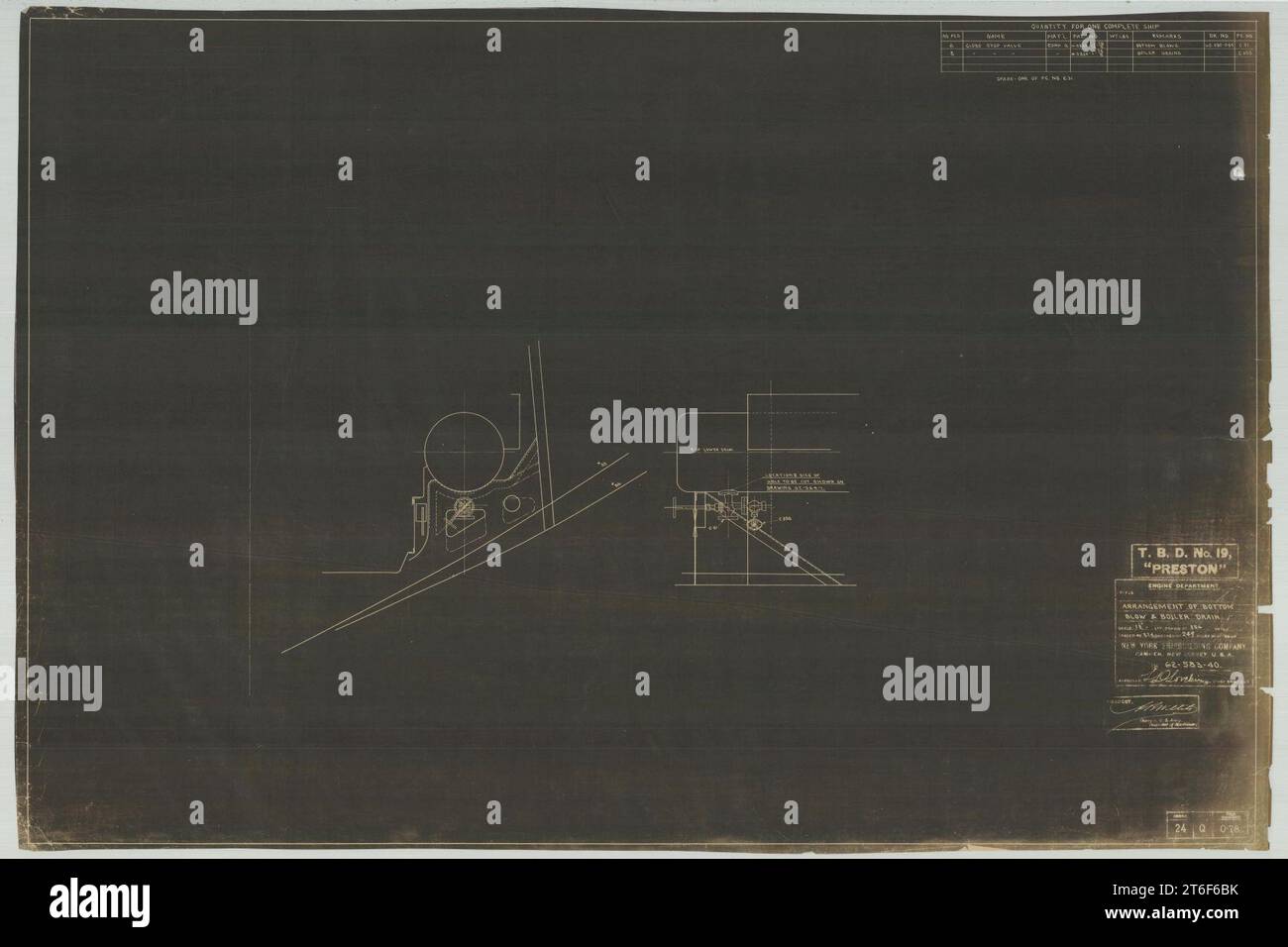 USS Preston (DD-19)- Arrangement of Bottom Blow & Boiler Drain Stock ...