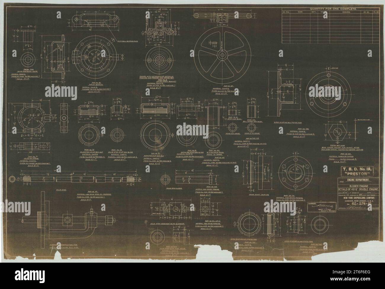USS Preston (DD-19)- Blower Engine Details of 4 1-2'' x 5'' Double ...