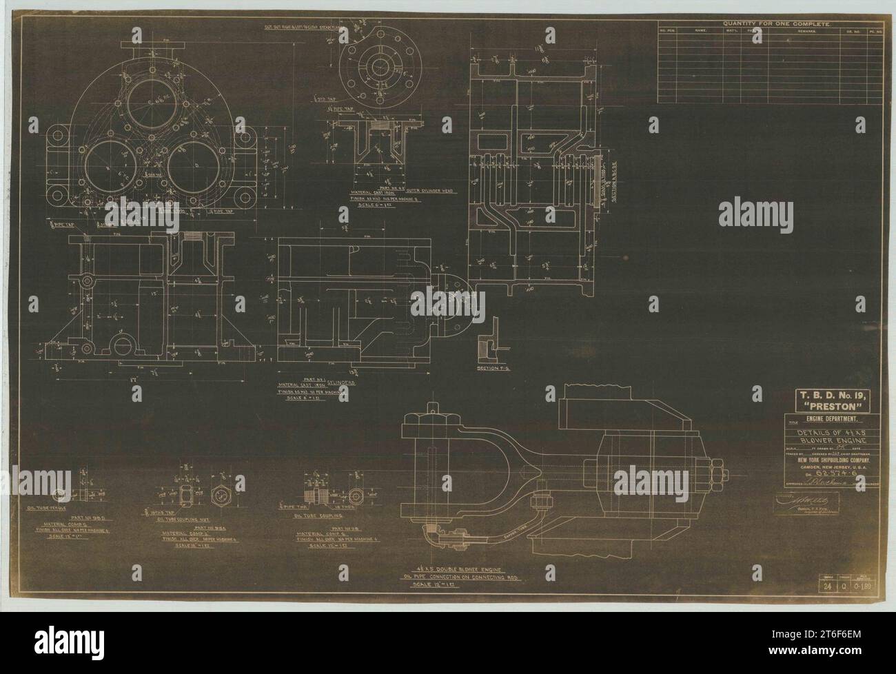 USS Preston (DD-19)- Details of 4 1-2'' x 5'' Blower Engine - Sheet 2 ...