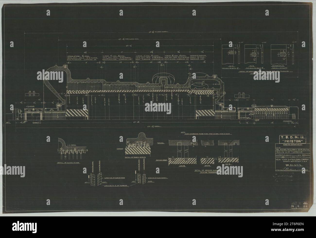 USS Preston (DD-19)- Blading & Dummy Strips for Main H.P. Turbine Stock ...