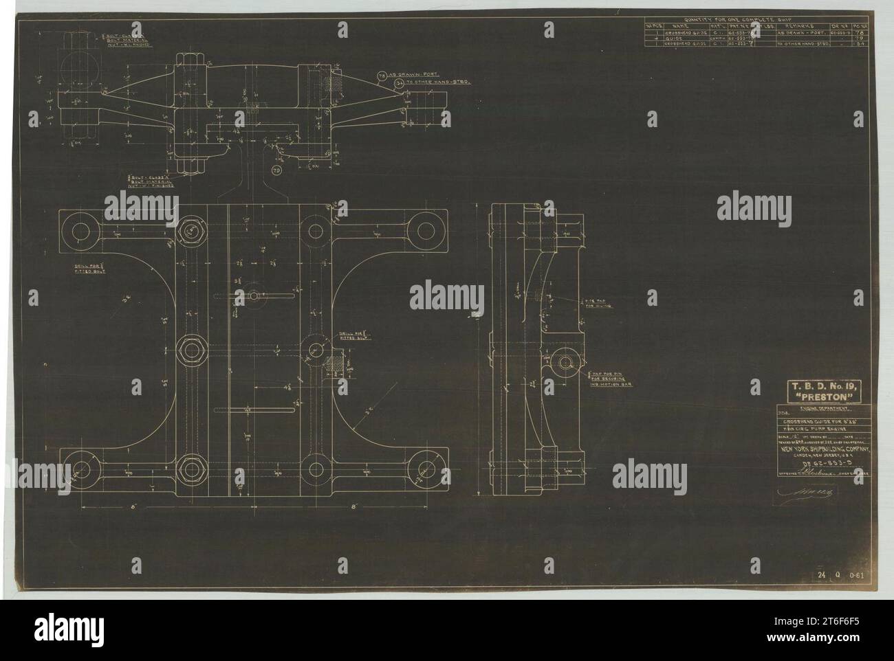 USS Preston (DD-19)- Crosshead Guide for 8'' x 8'' Main Circ Pump ...
