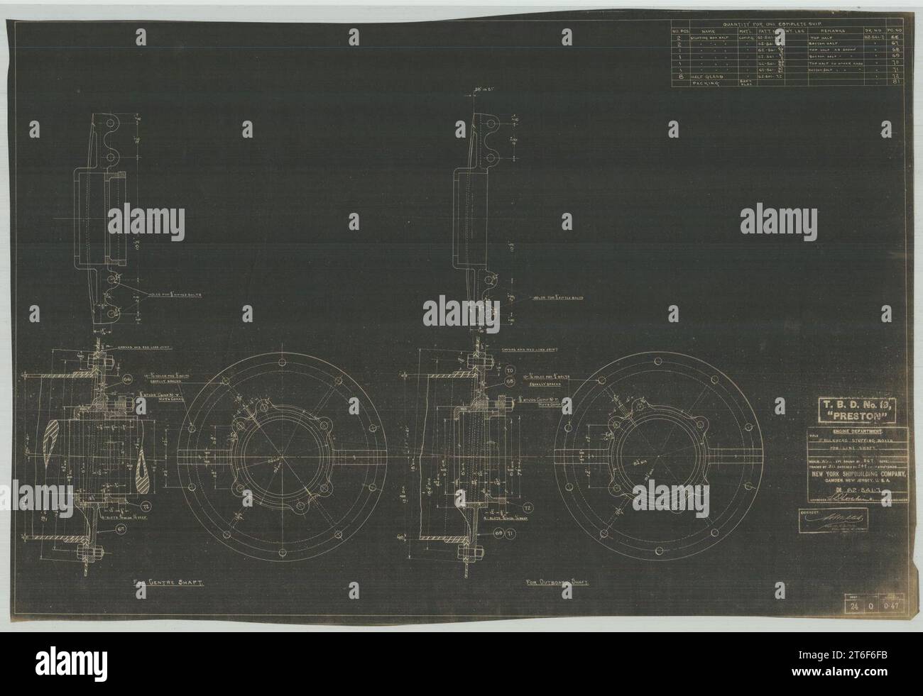 USS Preston (DD-19)- Bulkhead Stuffing Boxes for Line Shaft Stock Photo ...