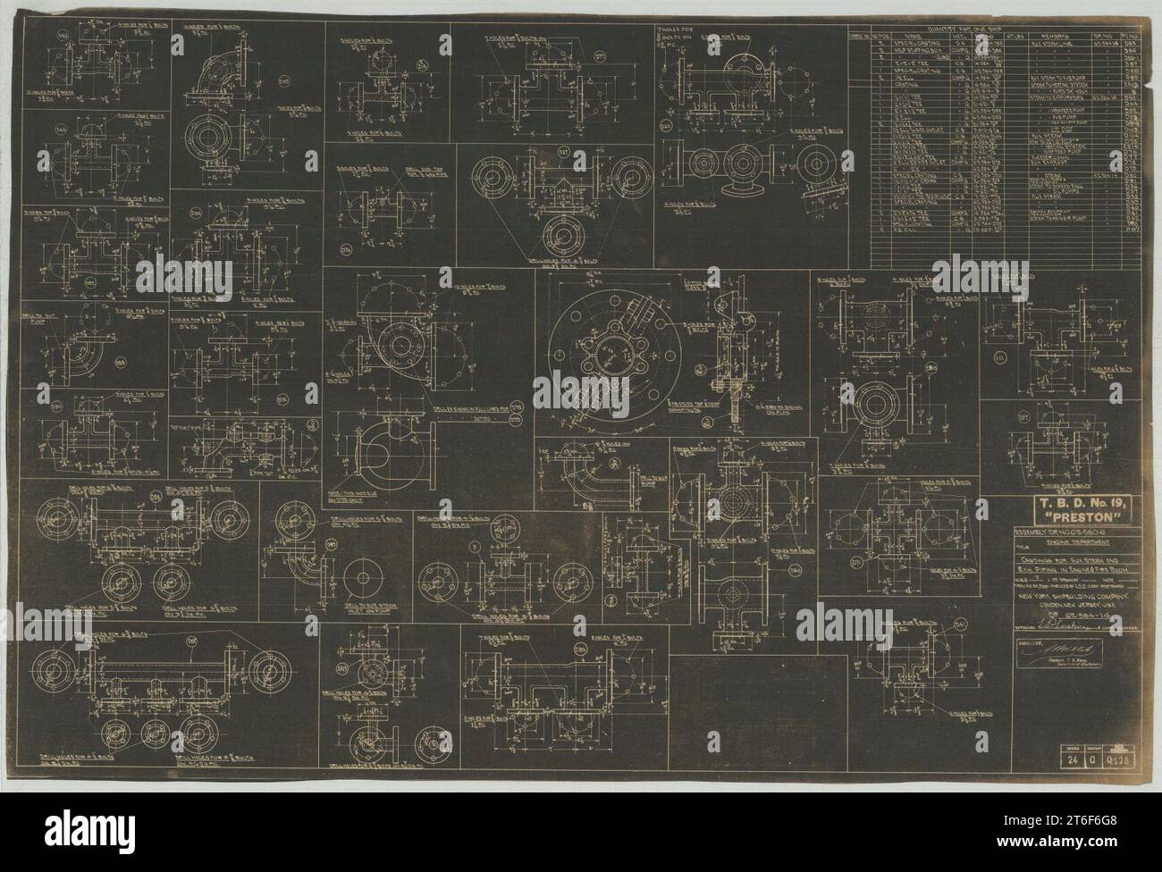 USS Preston (DD-19)- Castings for Aux. Steam and Exh. Piping in Engine ...