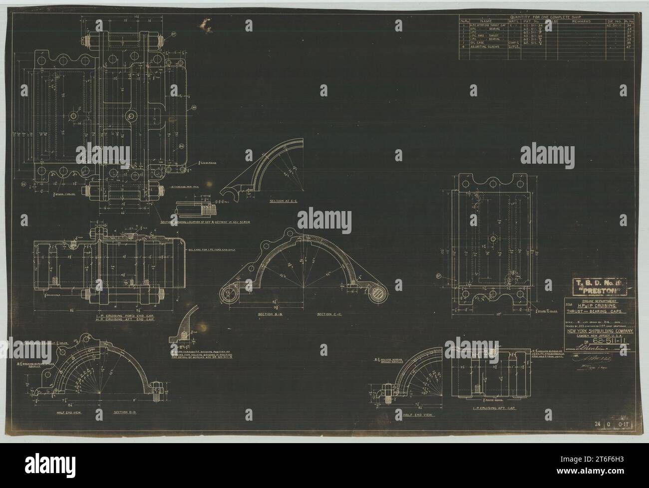 USS Preston (DD-19)- H.P. & I.P. Cruising. Thrust and Bearing Caps ...