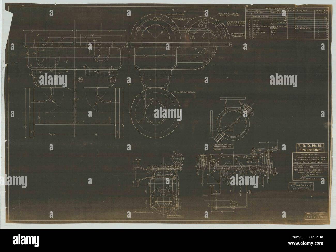 USS Preston (DD-19)- Manifold for Oil Pump Disch. and 3'' Macomb ...