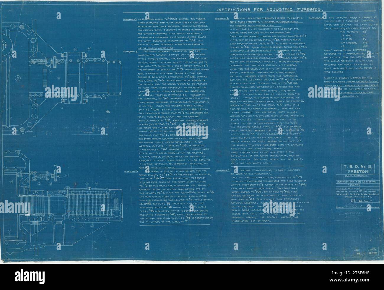 USS Preston (DD-19)- Instructions for Adjusting Turbines Stock Photo ...