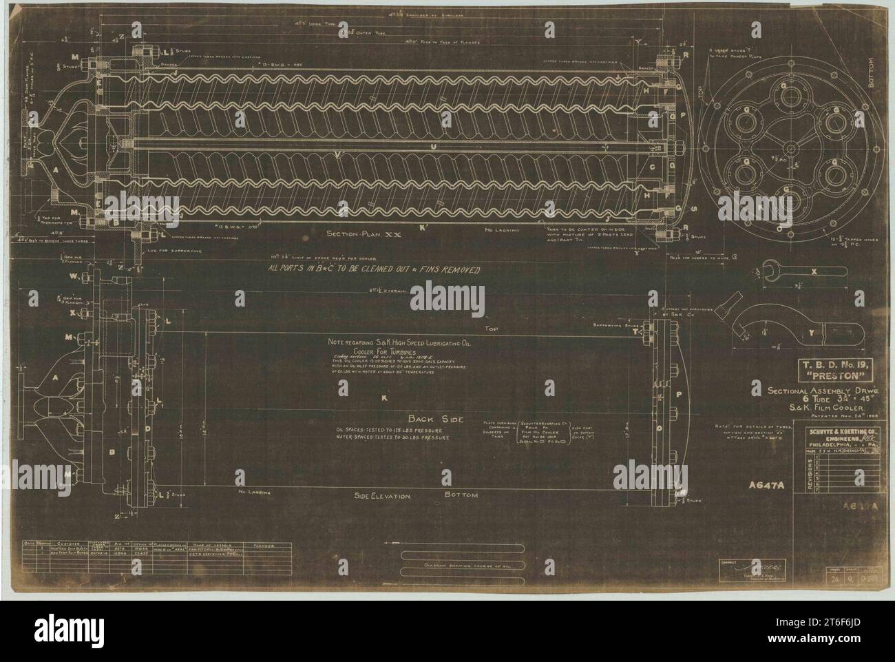 USS Preston (DD-19)- Sectional Assembly Drw'g. 6 Tube 3 3-16 in x 45 in ...
