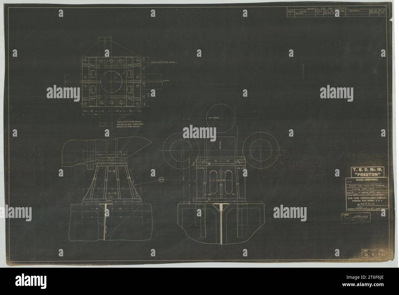 USS Preston (DD-19)- Stand for Main H.P. Turbine Casing For'd Foot ...