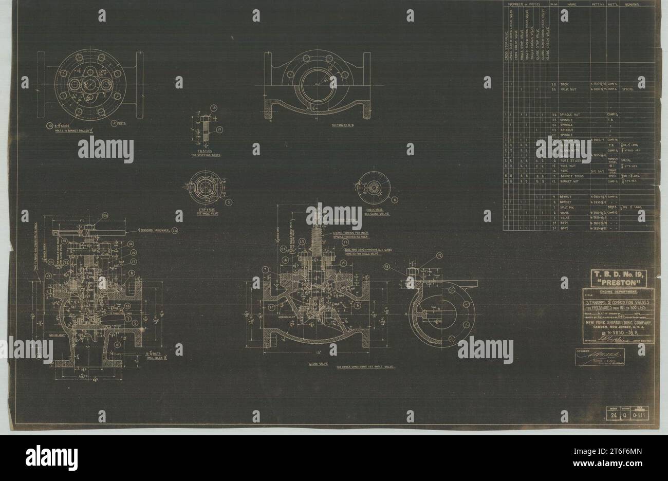 USS Preston (DD-19)- Standard 3 1-2'' Composition Valves for Pressures ...