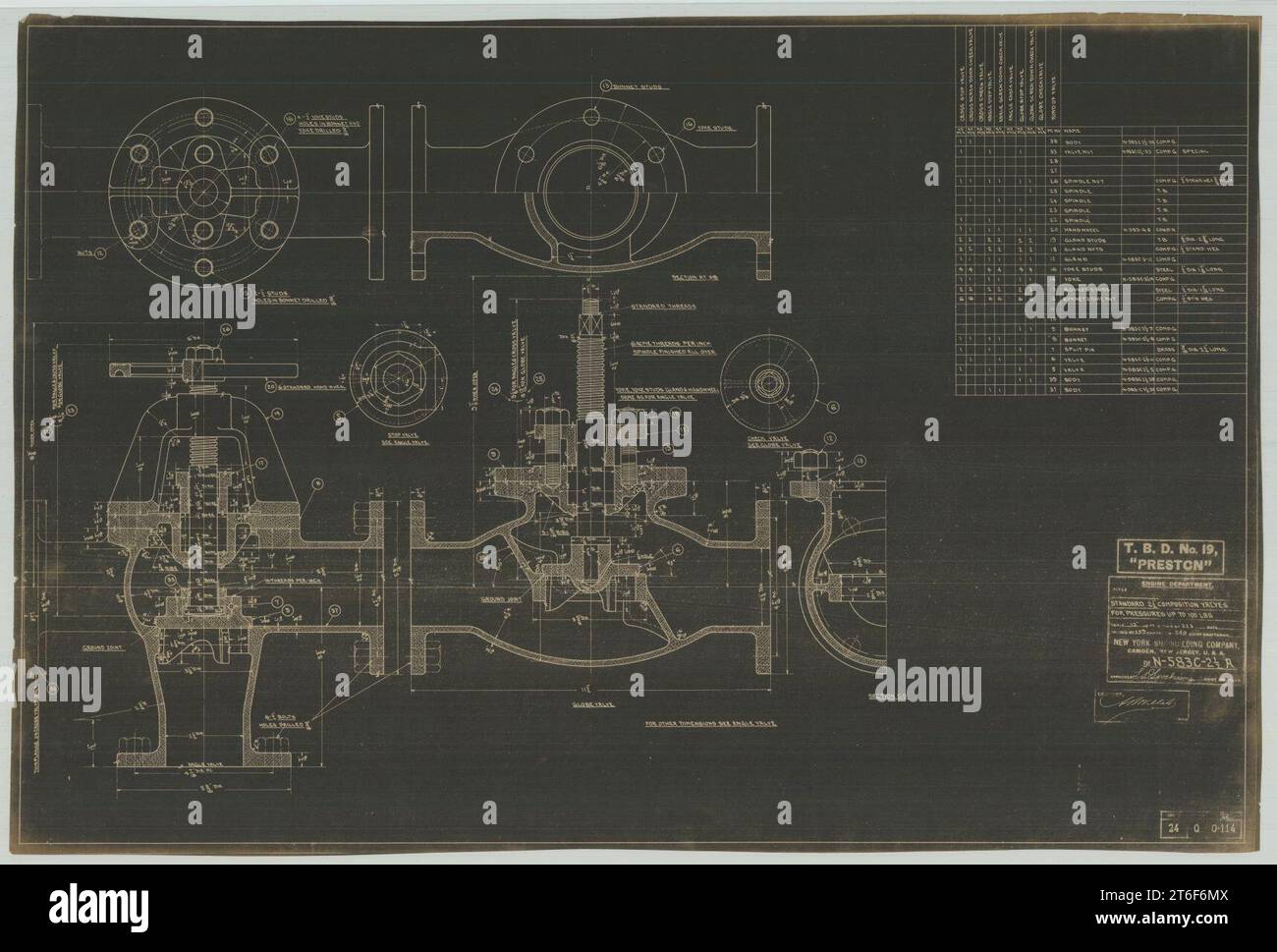 USS Preston (DD-19)- Standard 2 1-2'' Composition Valves for Pressures ...