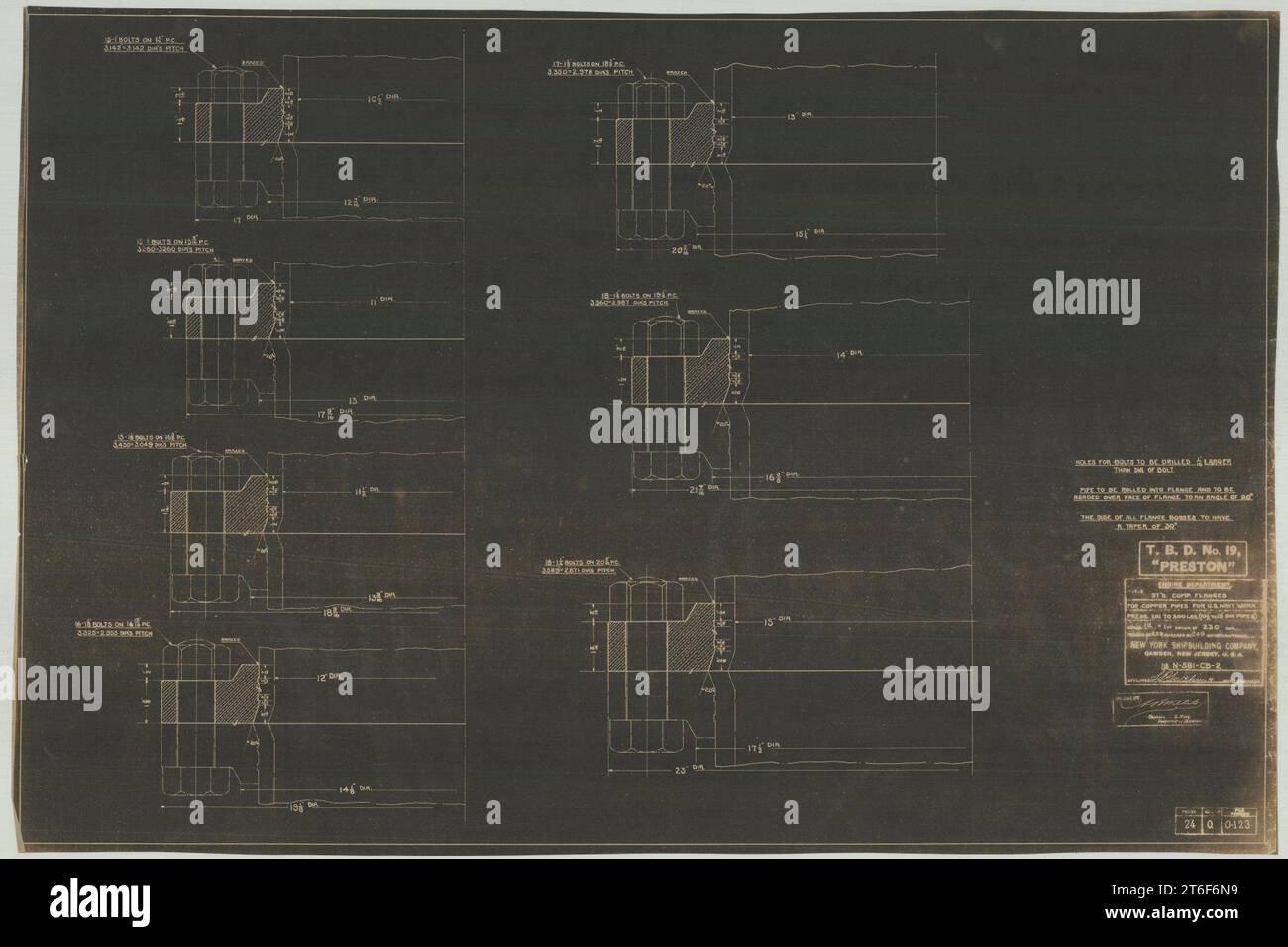 USS Preston (DD-19)- St'd. Comp. Flanges for Copper Pipes for U.S. Navy ...