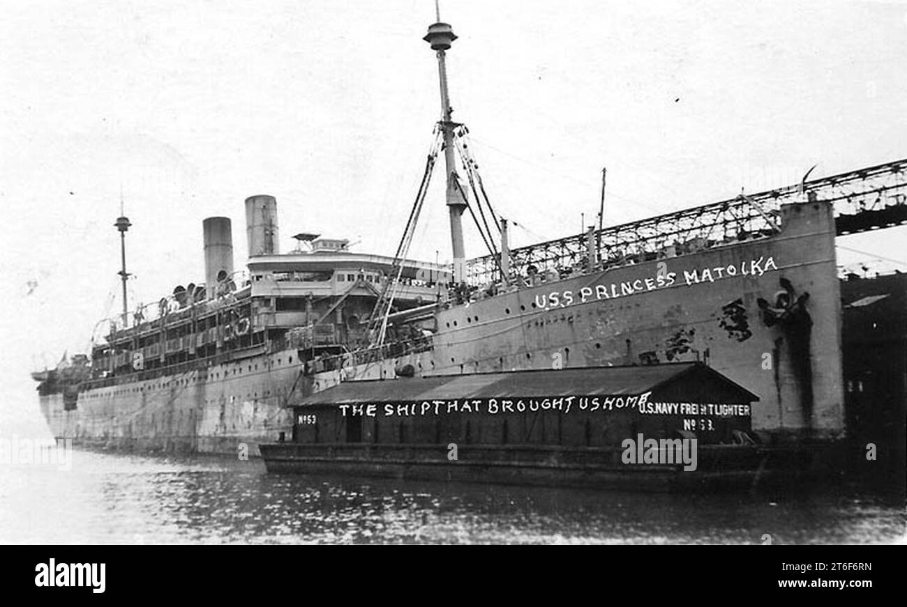 USS Princess Matoika in port with coal barge, 1919 Stock Photo - Alamy