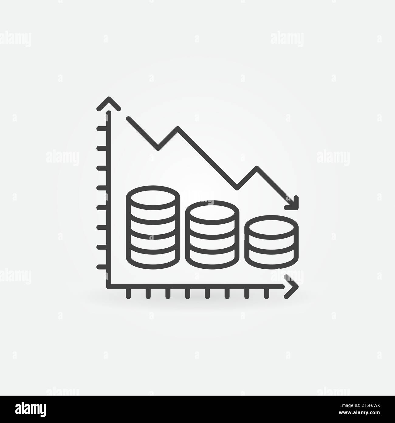 Inflation Graph with Coins vector concept linear icon or symbol Stock ...