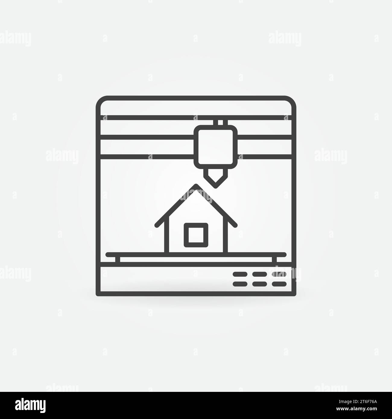 House 3D Printing vector concept linear icon or symbol Stock Vector ...