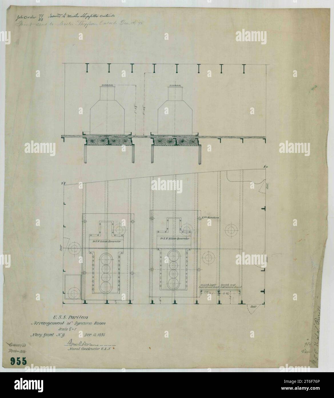 USS Puritan (BM-1)- Arrangement of Dynamo Room Stock Photo - Alamy