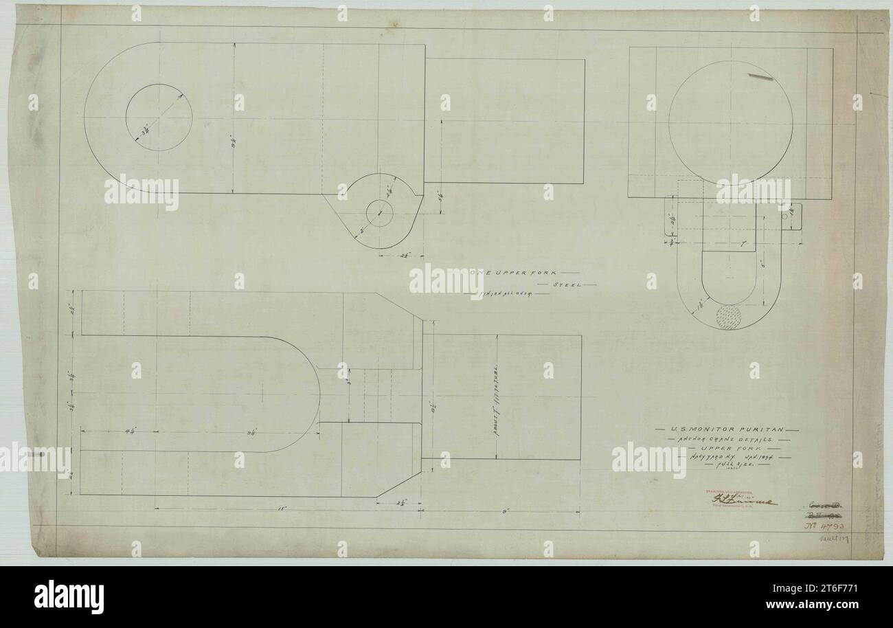 USS Puritan (BM-1)- Anchor Crane Details Stock Photo - Alamy