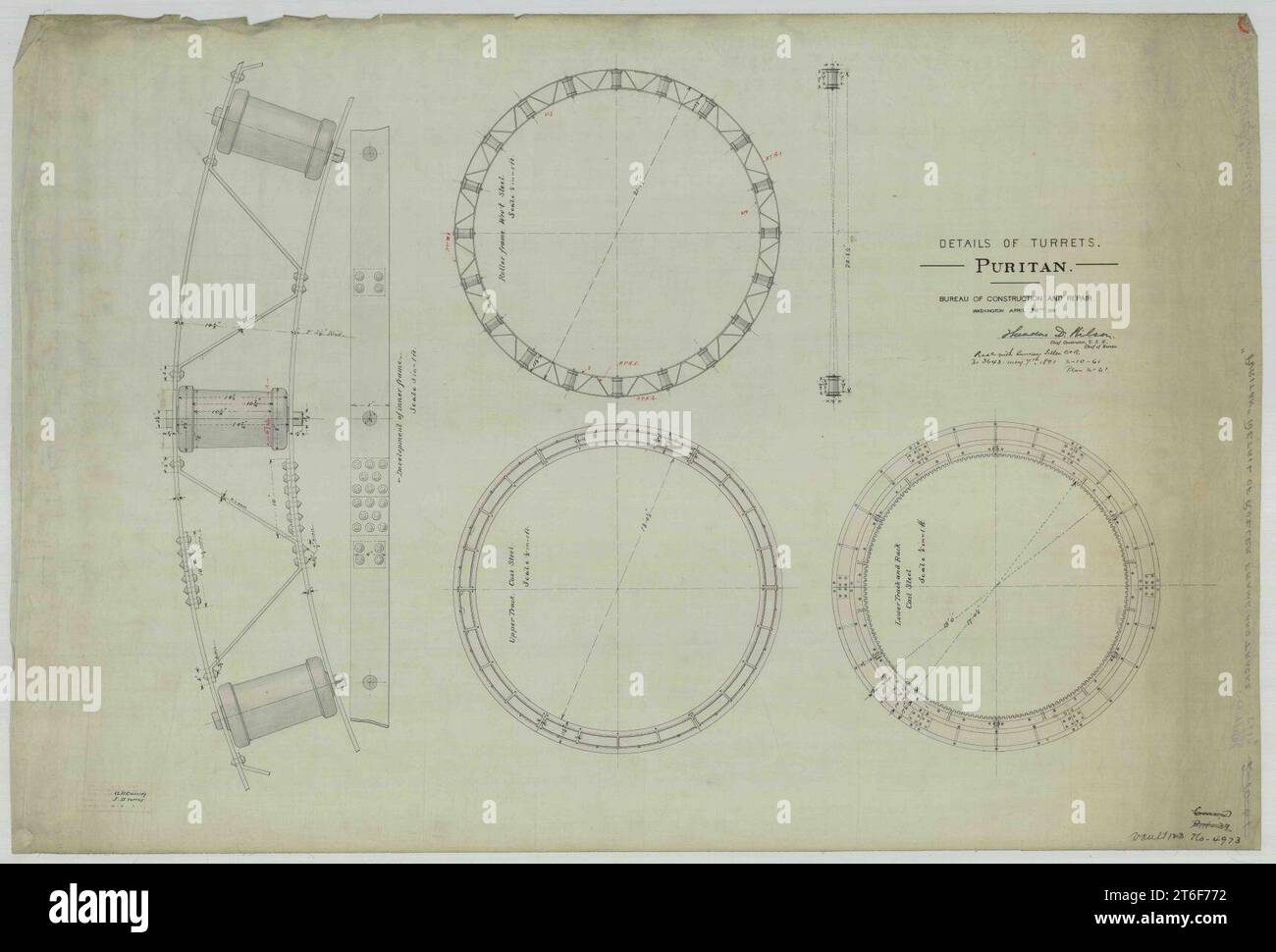 USS Puritan (BM-1)- Details of Turrets Stock Photo - Alamy