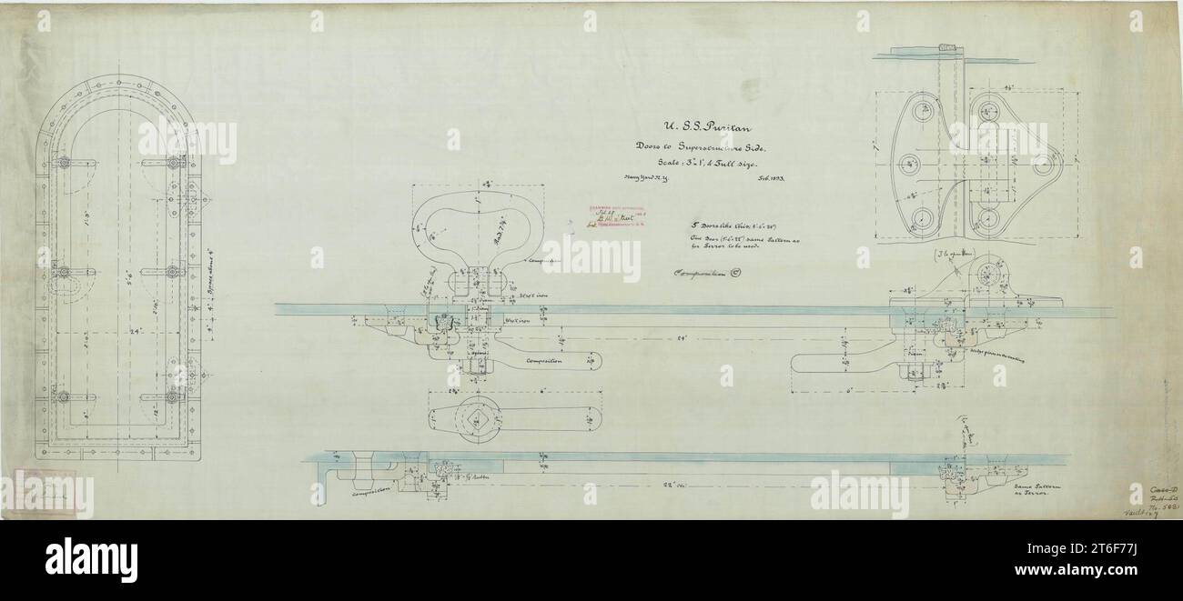 USS Puritan (BM-1)- Doors to Superstructure Side Stock Photo - Alamy