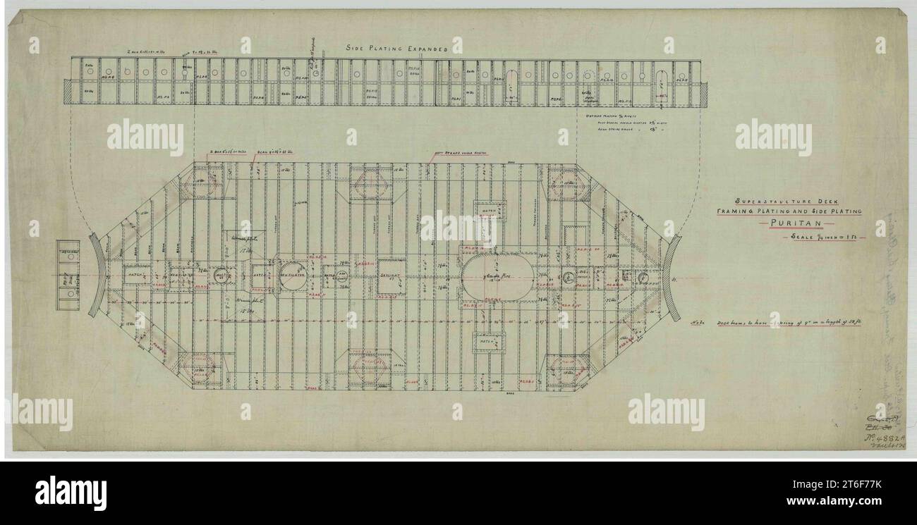 USS Puritan (BM-1)- Superstructure Deck. Framing. Plating and Side ...