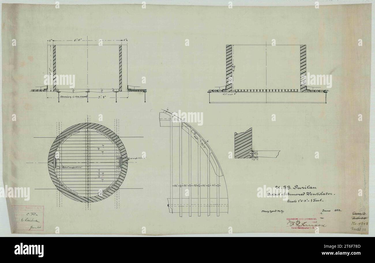 USS Puritan (BM-1)- Detail of Armored Ventilator Stock Photo - Alamy