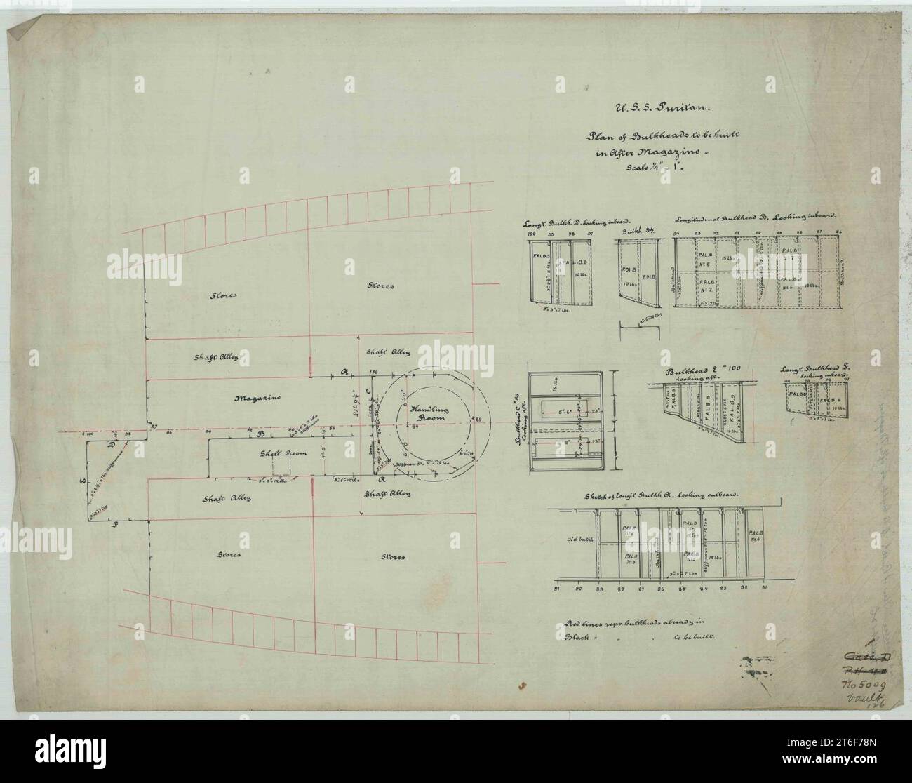 USS Puritan (BM-1)- Plan of Bulkheads to be built in After Magazine ...