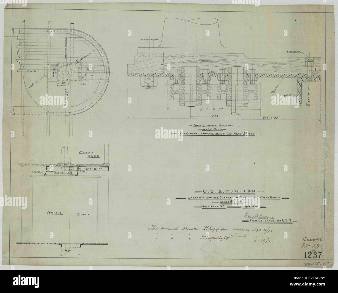 USS Puritan (BM-1)- Sketch Showing changes in Framing Under Pilot House ...