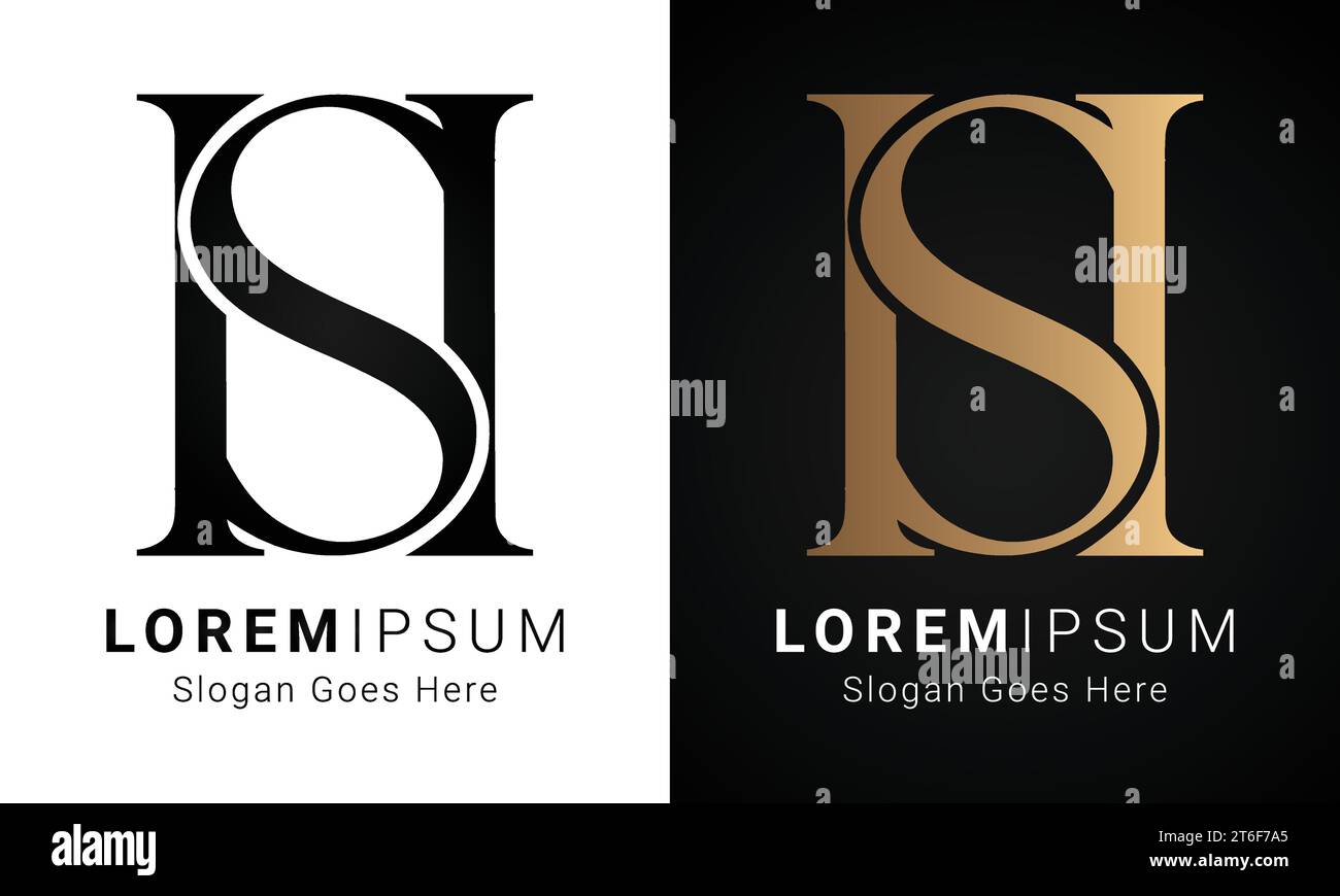 Luxury Initial SH or HS Monogram Text Letter Logo Design Stock Vector ...