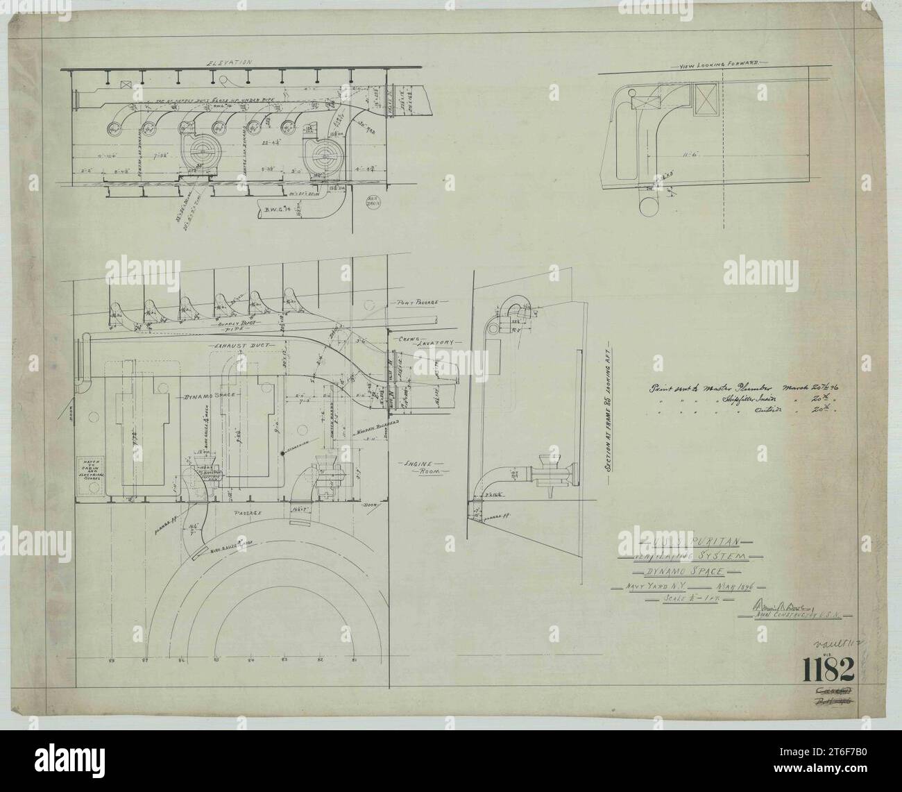 USS Puritan (BM-1)- Ventilating System Dynamo Space Stock Photo - Alamy