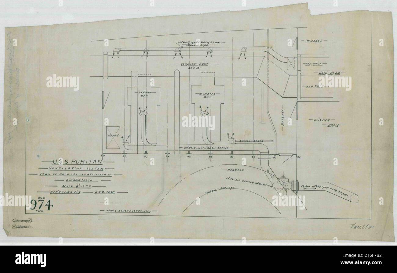 USS Puritan (BM-1)- Ventilating system Plan of Proposed Ventilation of ...