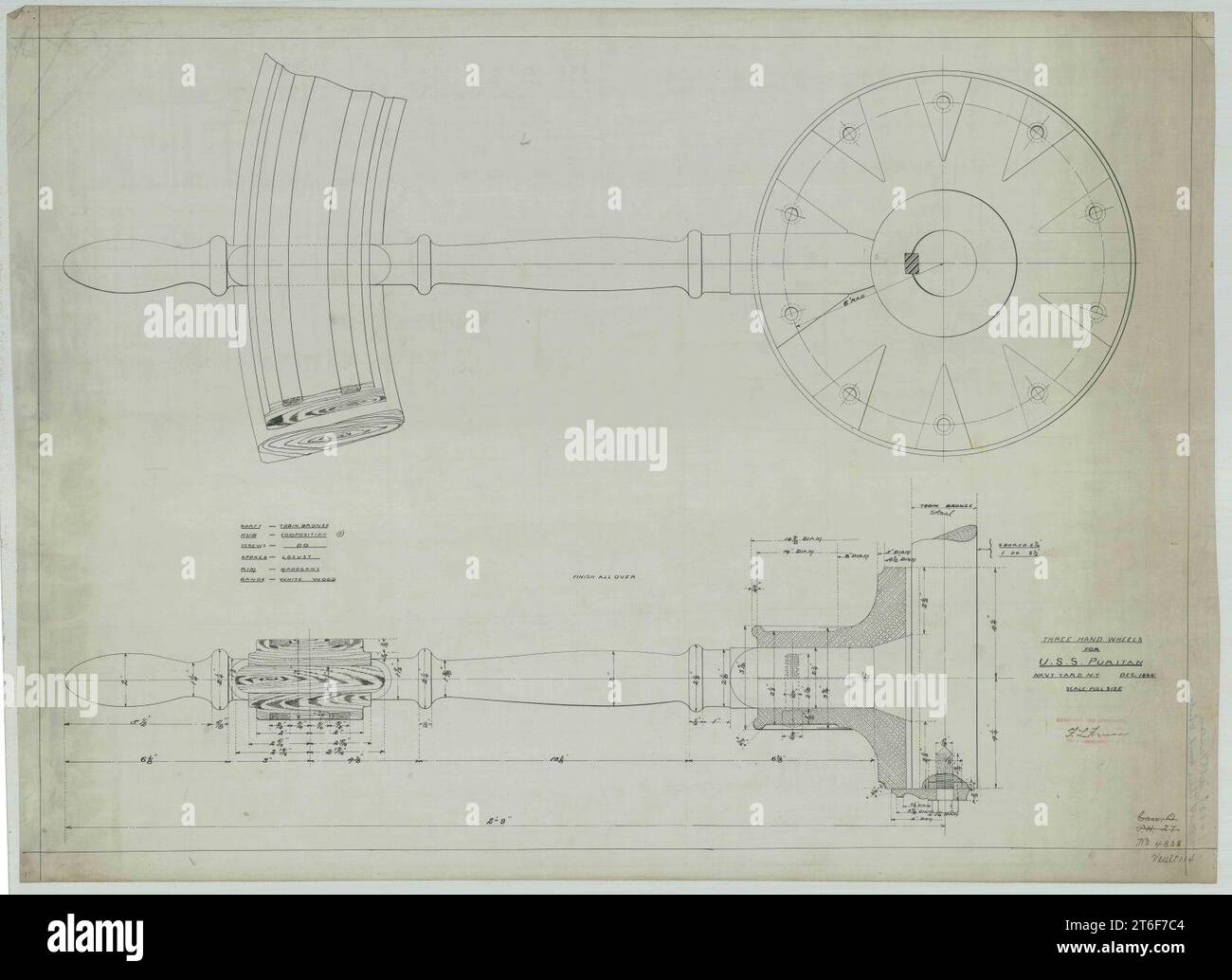 USS Puritan (BM-1)- Three Hand Wheels Stock Photo - Alamy