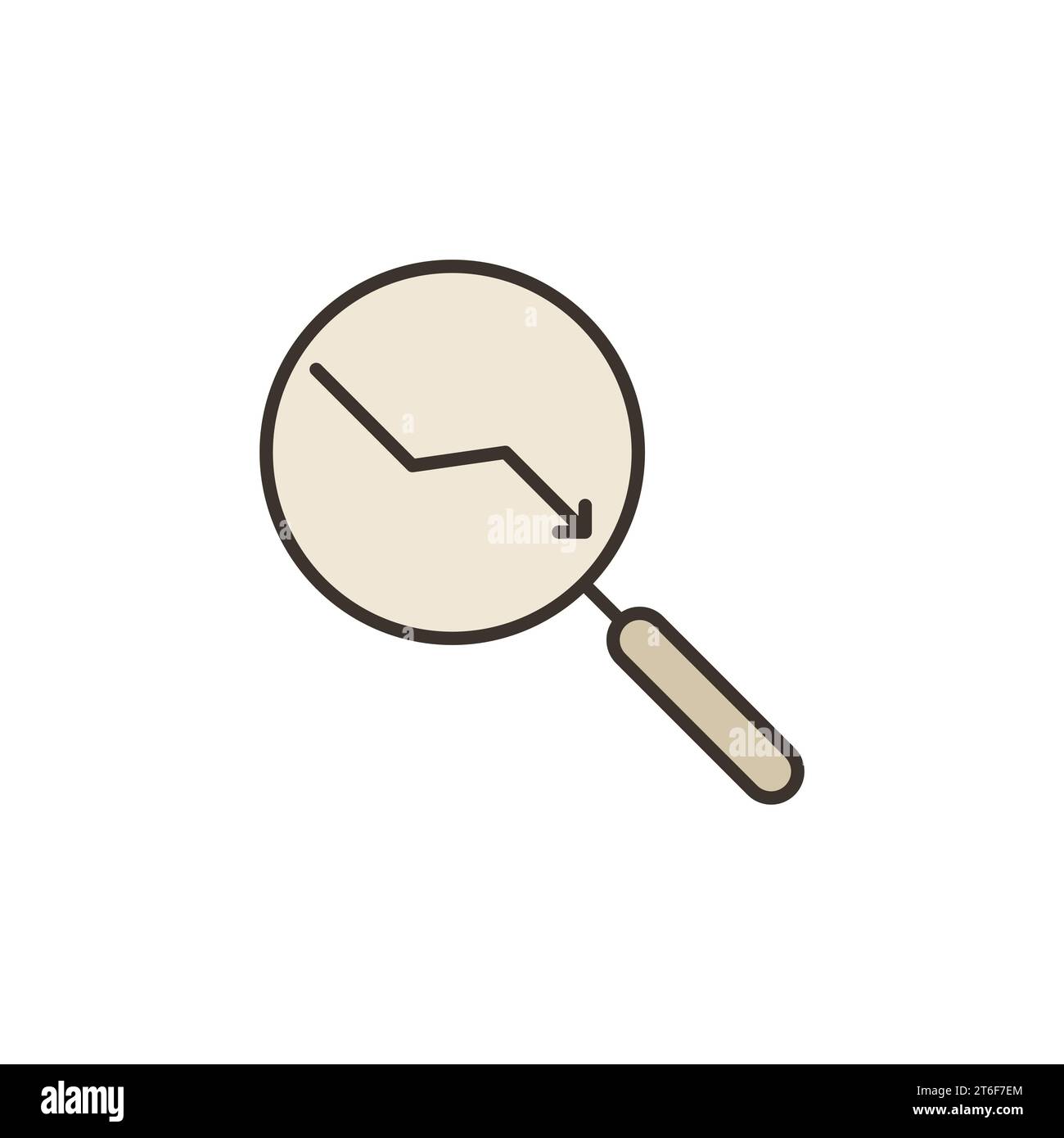 Magnifying Glass with Falling Arrow vector Sanctions concept colored ...
