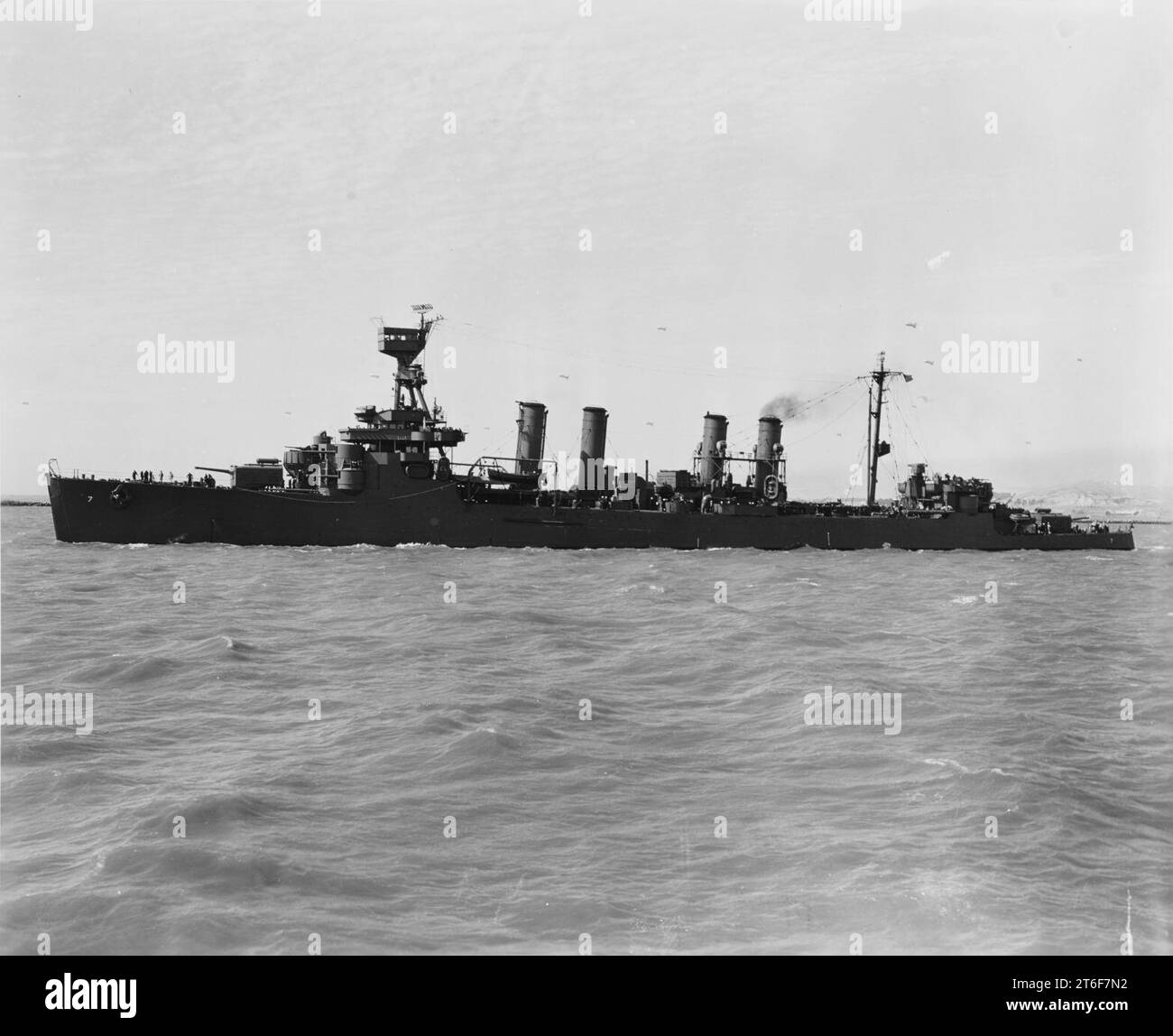 USS Raleigh (CL-7) off the Mare Island Naval Shipyard on 6 July 1942 ...