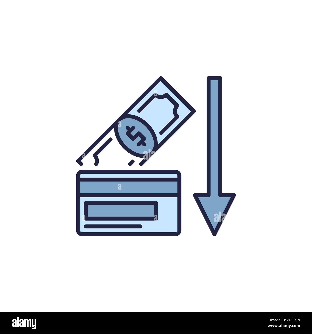 Cash and Credit Card vector Devaluation concept colored icon or design ...