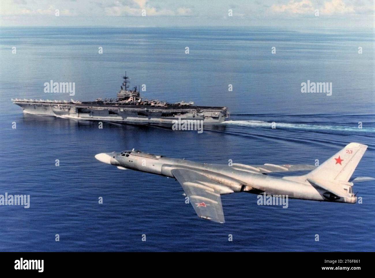 USS Ranger CV-61 with Tu-16 1989 Stock Photo - Alamy