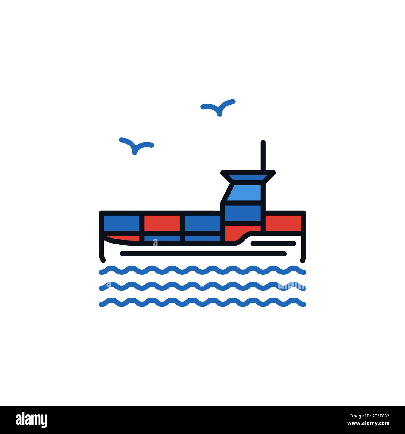 Cargo Ship with Containers vector Delivery concept colored icon or ...