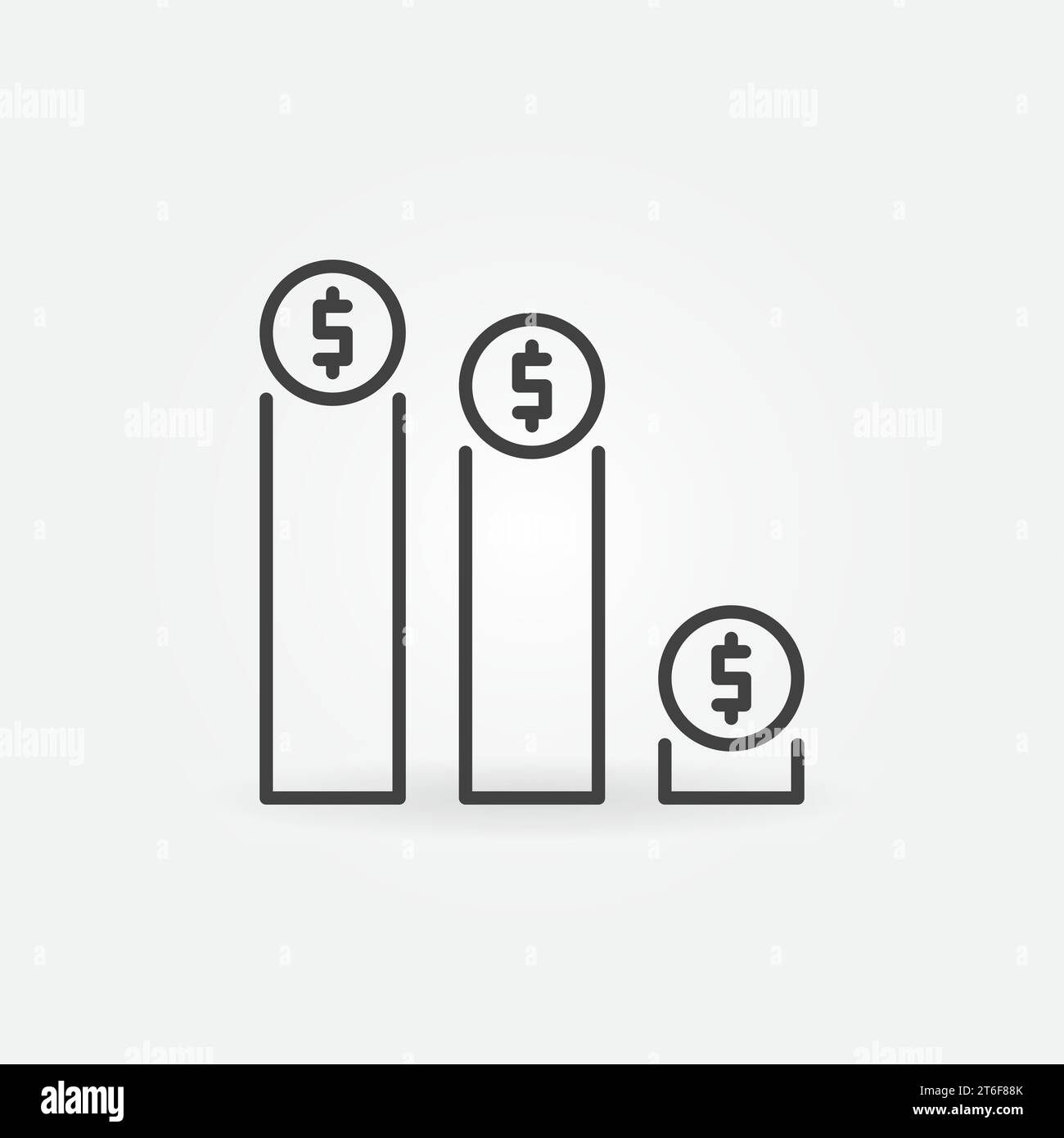 Devaluation Chart With Dollar Coins Vector Concept Icon Or Symbol In Thin Line Style Stock