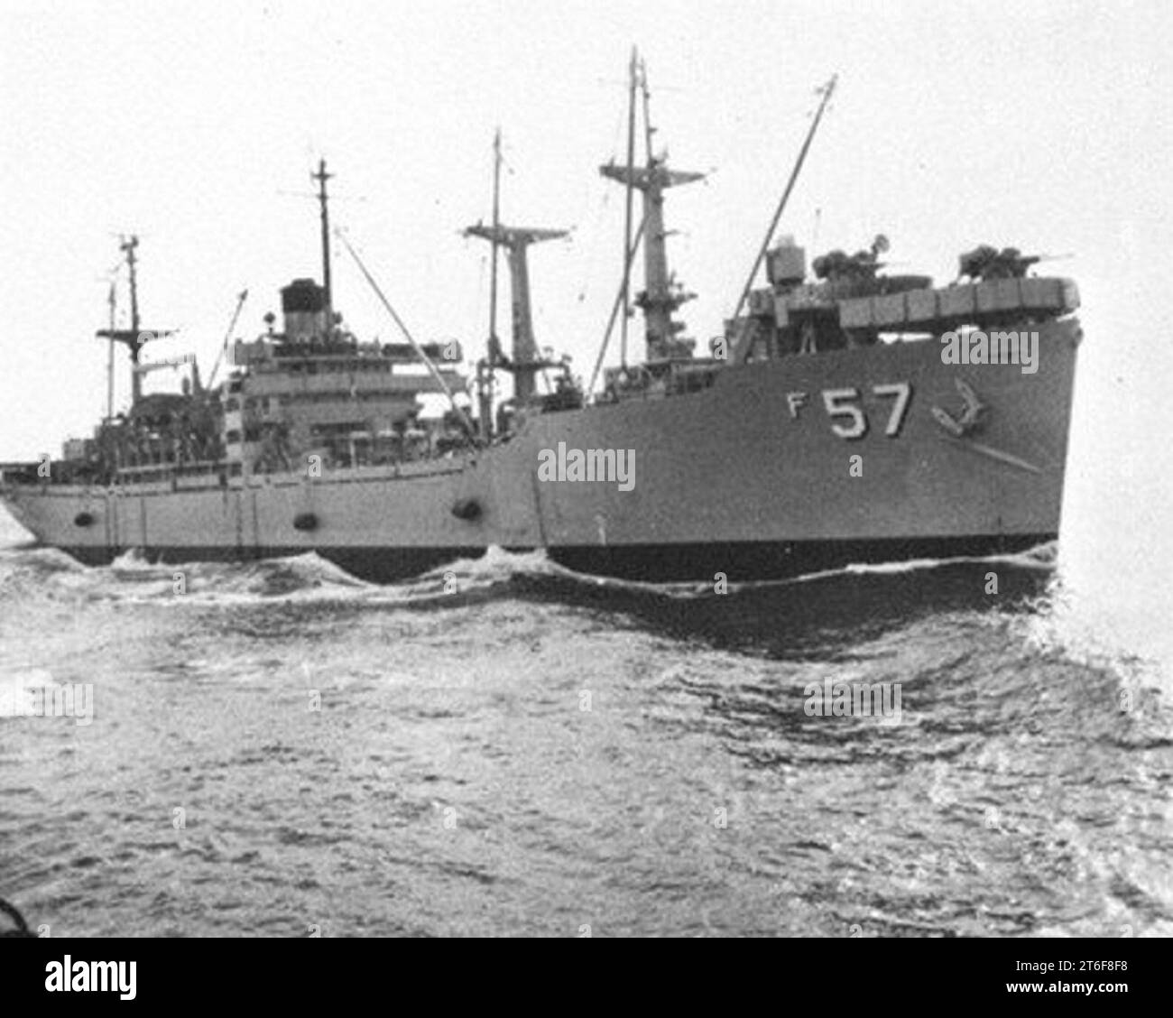 USS Regulus (AF-57) underway in the Pacific Ocean in 1966 Stock Photo ...
