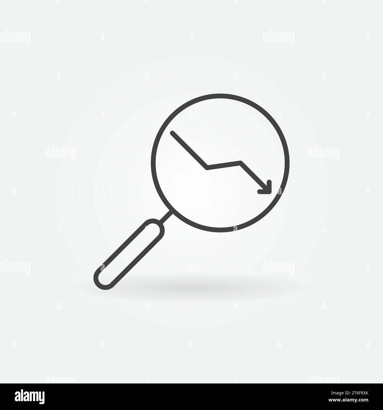Magnifying Glass with Falling Chart vector Sanctions concept outline ...